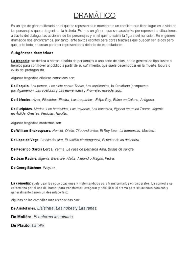 Guía de Géneros Dramáticos | PDF | Tragedia | Sófocles