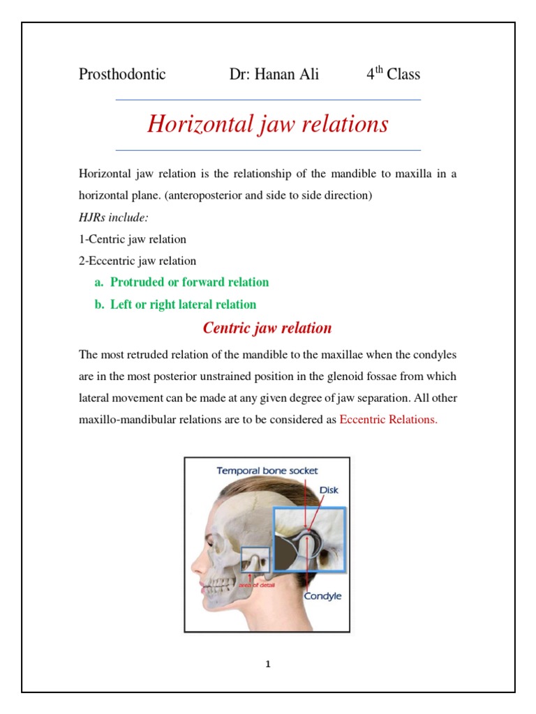 7 Horizontal Jaw Relations | PDF | Dentistry Branches