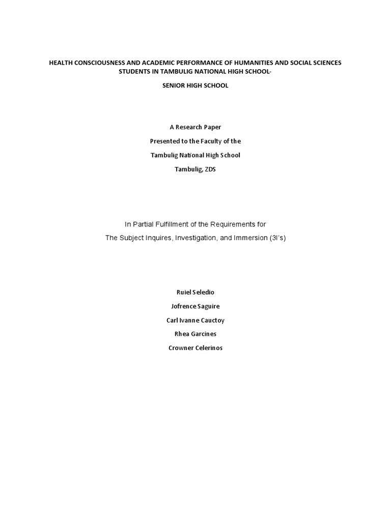 3i's Health Consciousness | PDF | Healthy Diet | Sampling (Statistics)
