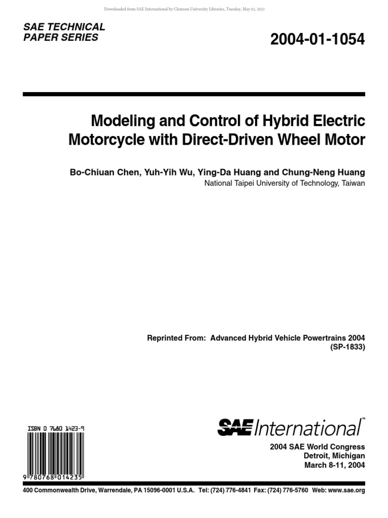A Hybrid Electric Motorcycle Analysis | PDF | Electric Motor | Engines