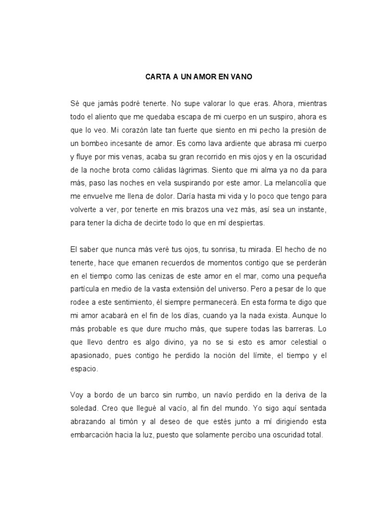 Carta A Un Amor en Vano | PDF | Amor