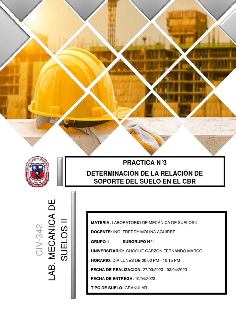 Practica N°3 Determinación de La Relación de Soporte Del Suelo en El ...