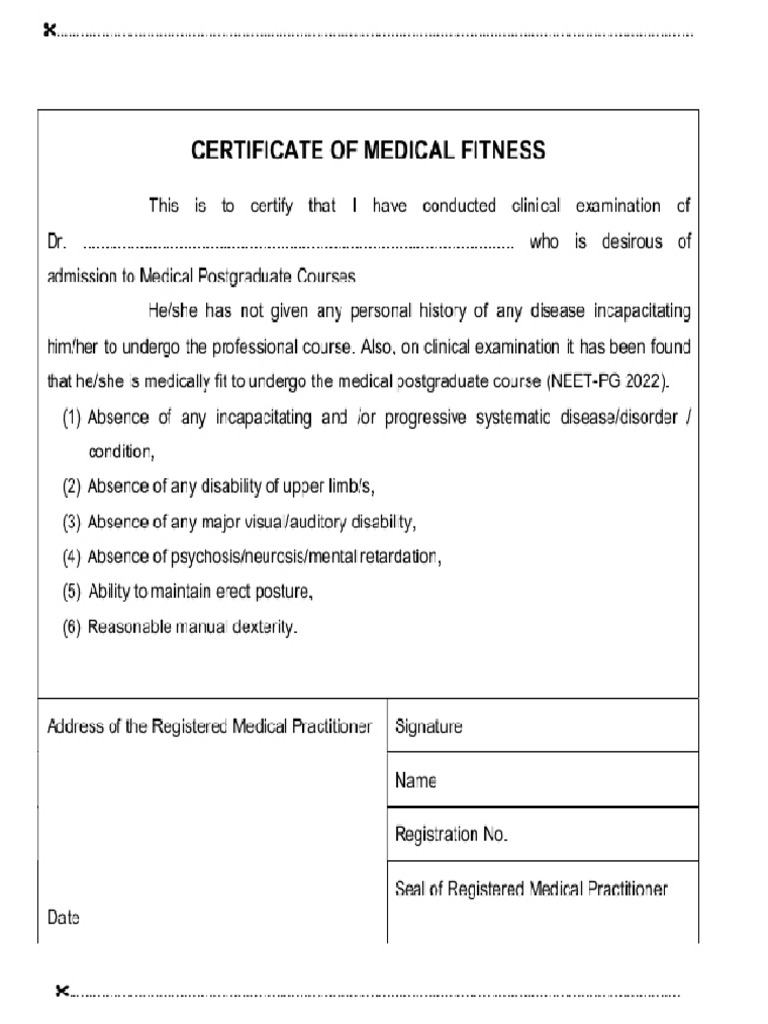 Fitness Certificate | PDF
