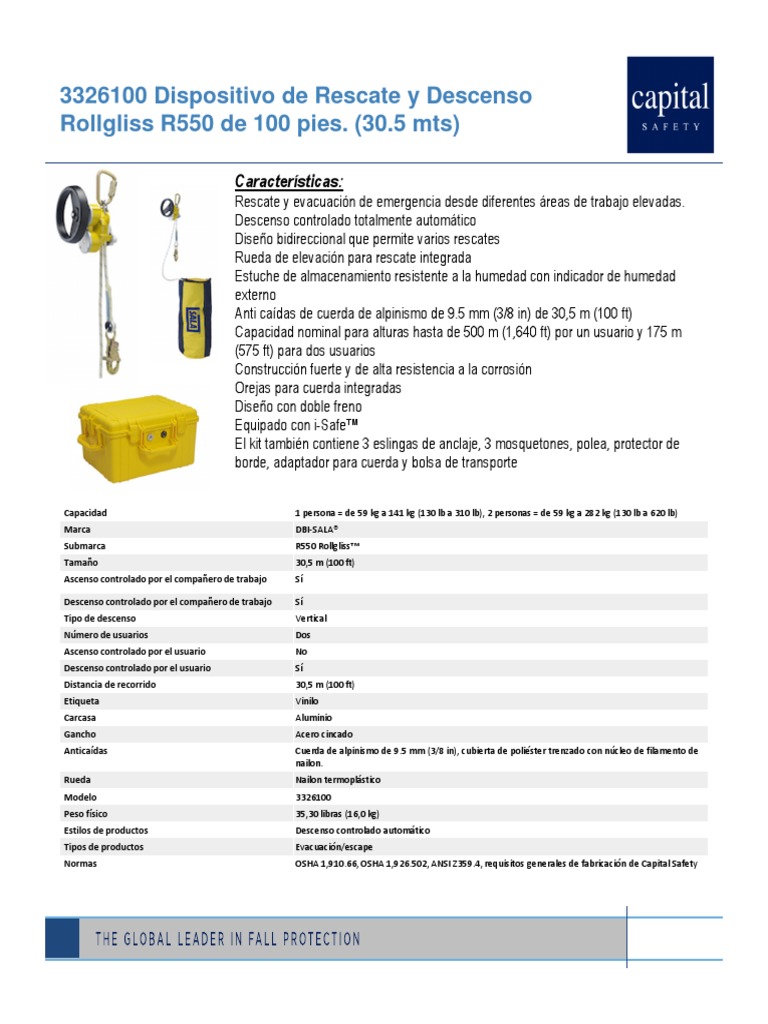 7 Ficha Tecnica - Dispositivo de Rescate y Descenso Rollgliss R550 ...