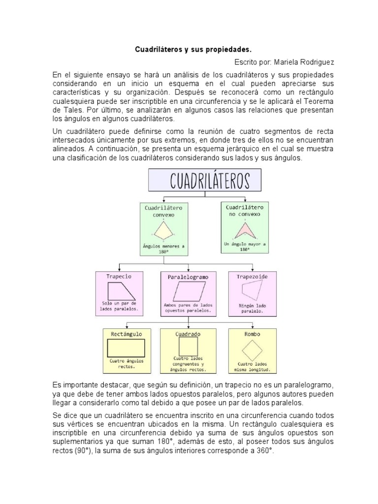 Cuadrilateros Ensayo Mariela | PDF | Rectángulo | Ángulo