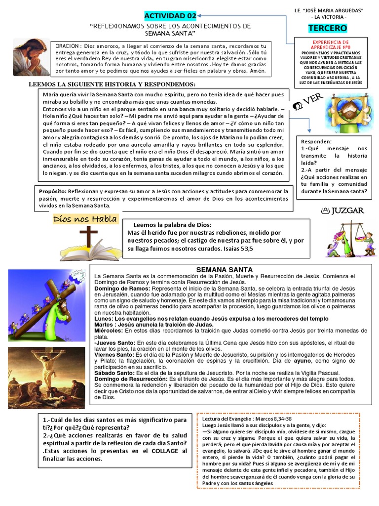 ACTIVIDAD 02 TERCERO | PDF | Pascua de Resurrección | Jesús
