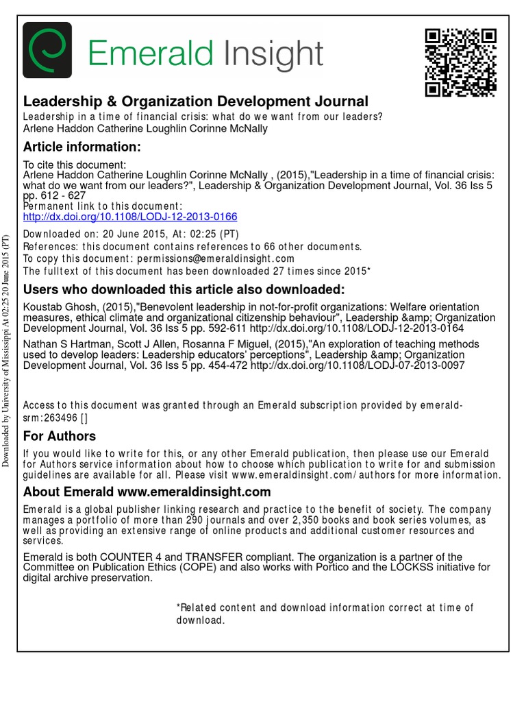 Leadership & Organization Development Journal: Article Information ...