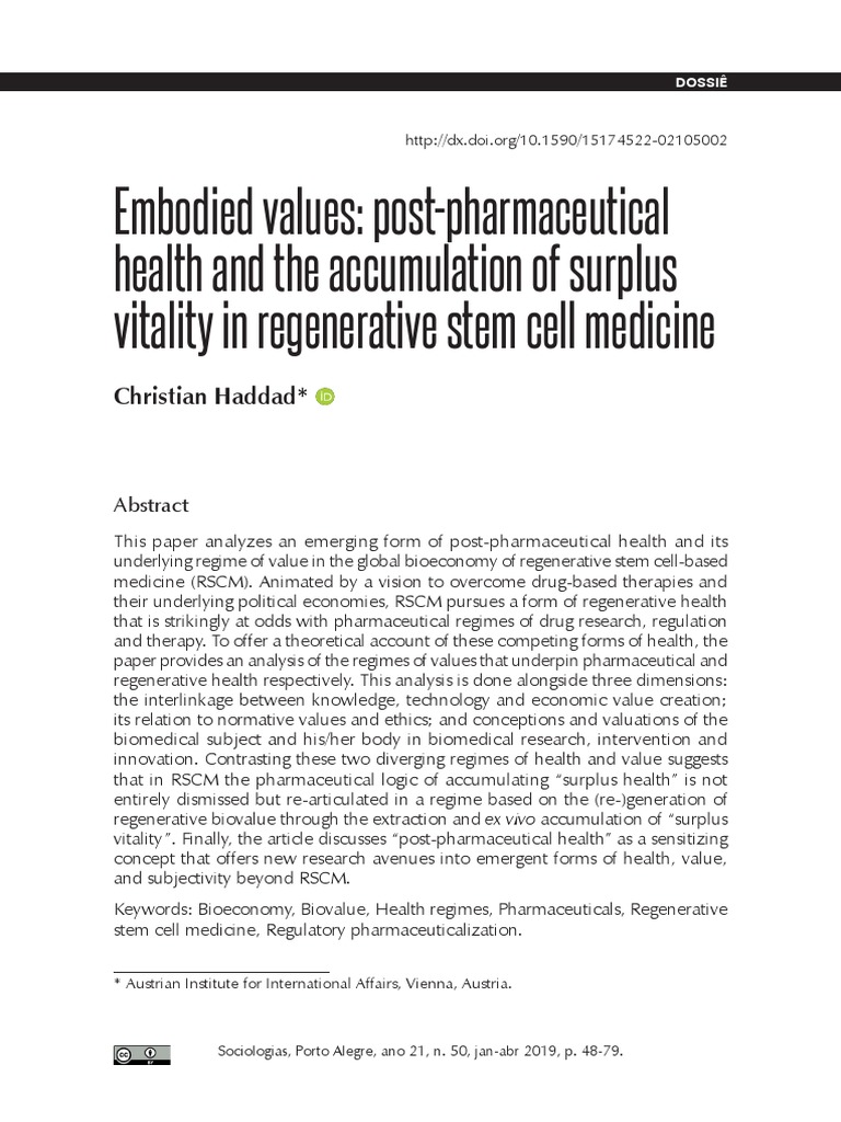 Haddad - 2019 - Embodied - Values - Post-Pharmaceutical - Health ...