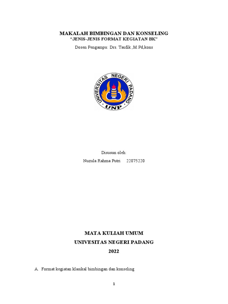 Jenis-Jenis Format Kegiatan BK | PDF