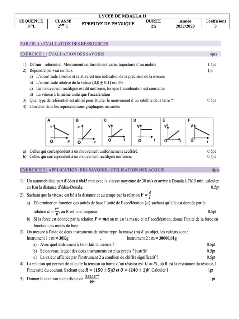Sequence 2 Seconde C | PDF