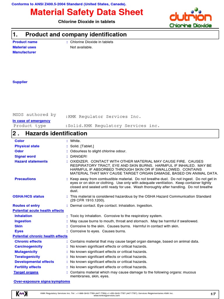MSDS Dutrion | Download Free PDF | Dangerous Goods | Personal Protective Equipment