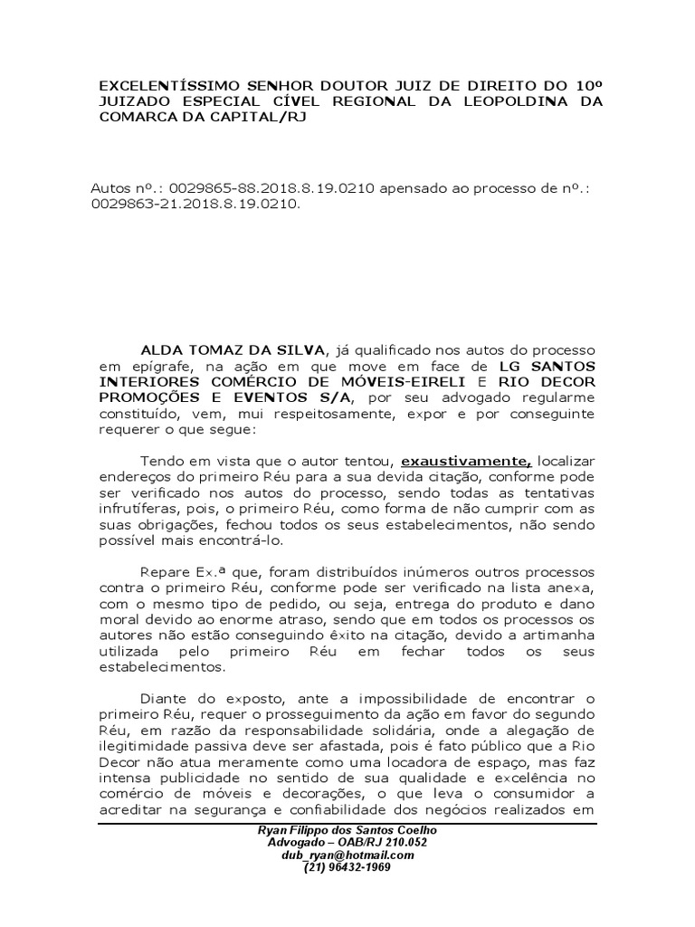 Petição - Responsabilidade Solidária | PDF | Réu | Sentença (jurídico)