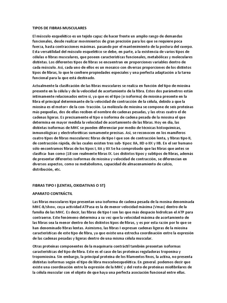 Tipos de Fibras Musculares | PDF | Músculo | Contracción muscular