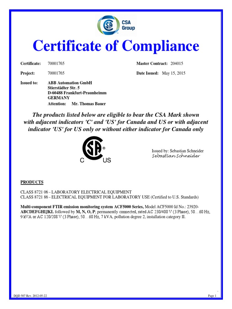 CofC ABB ACF5000 | PDF