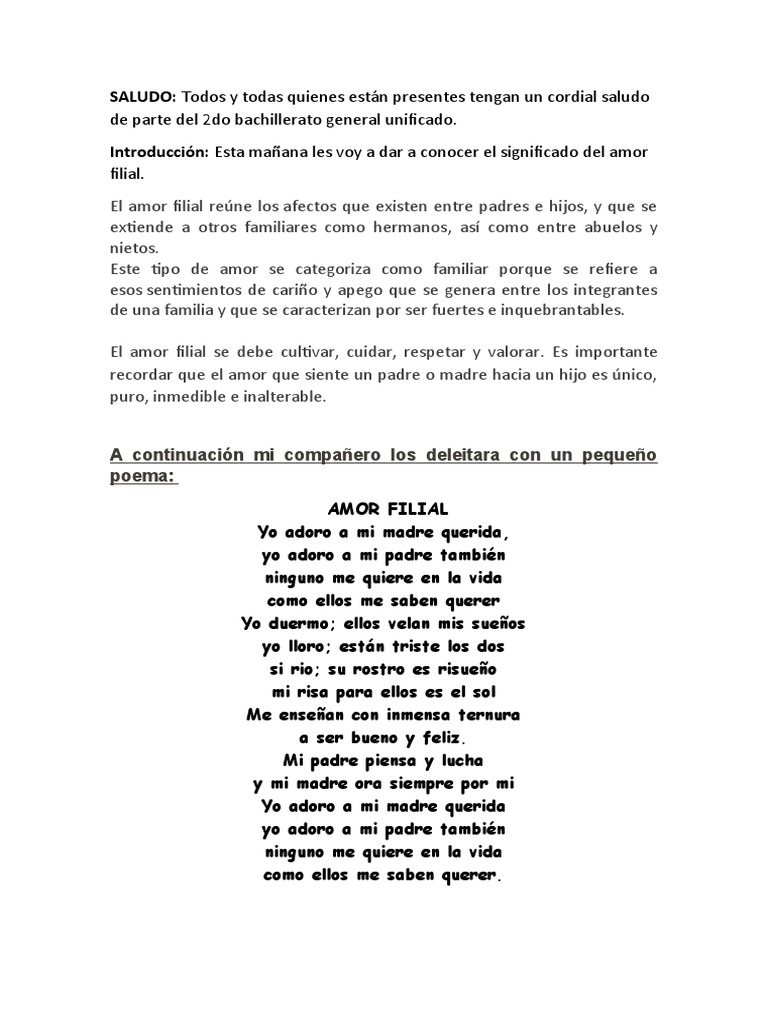 Amor Filial | PDF | Poesía