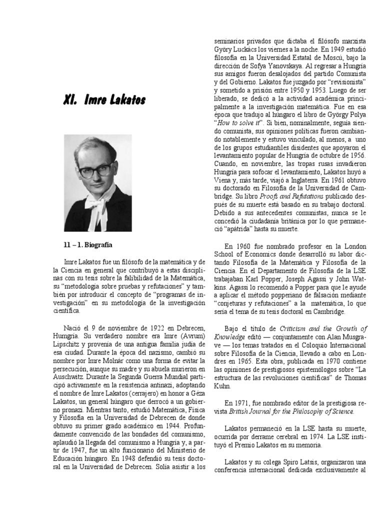 Lakatos Biografia | PDF | Karl Popper | Método científico