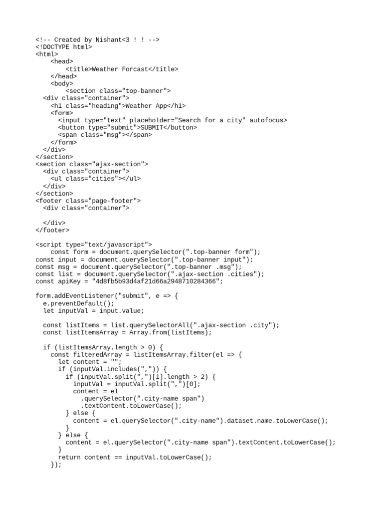 Weather App HTML | PDF Weather App HTML | PDF