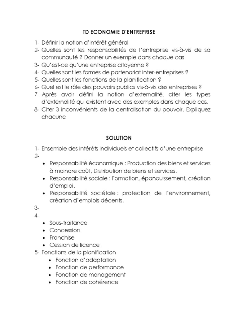 TD Eco Orga | PDF | Affaires