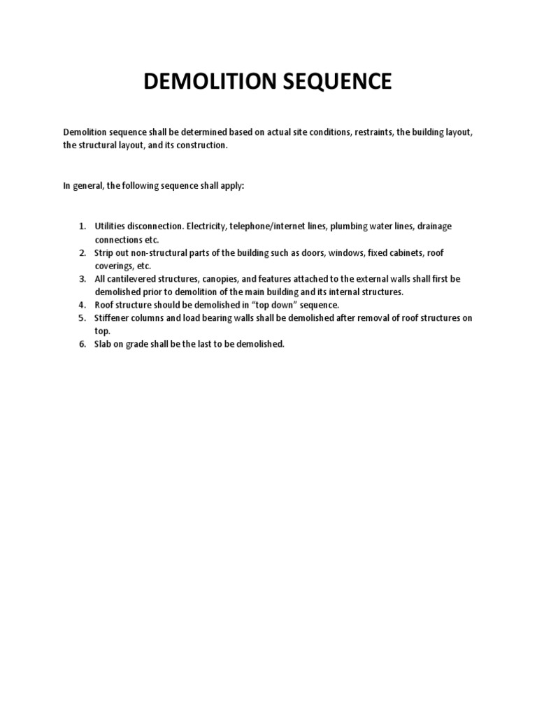 Demolition Sequence | PDF