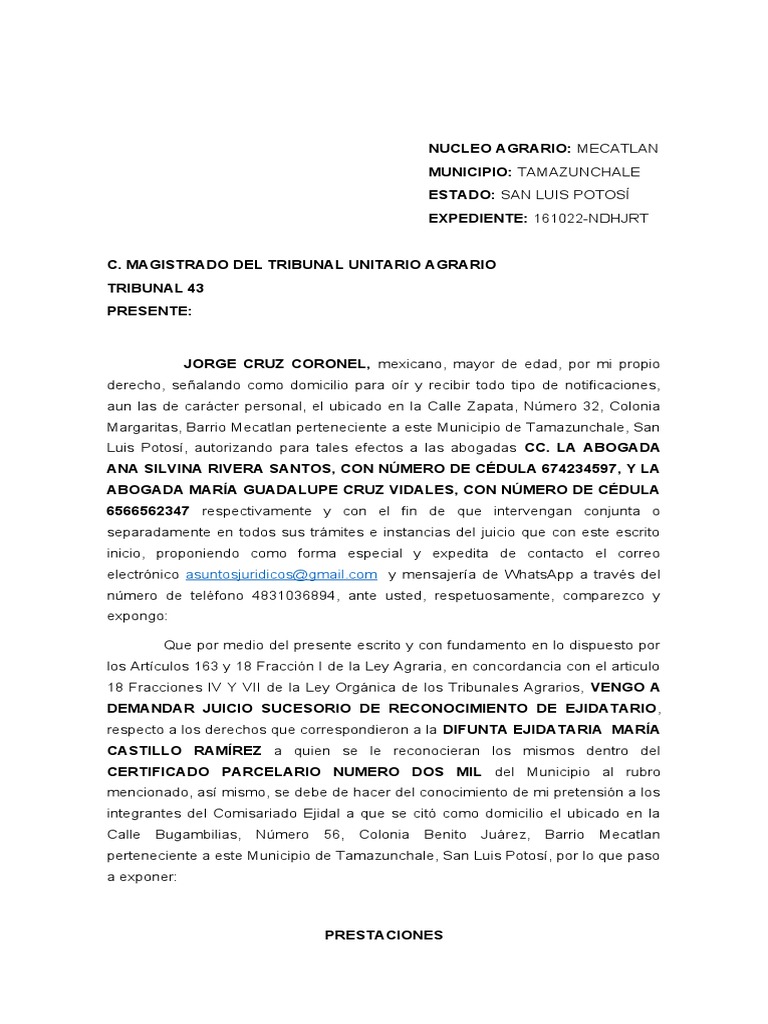 Demanda Agraria | PDF | Demanda judicial | Gobierno