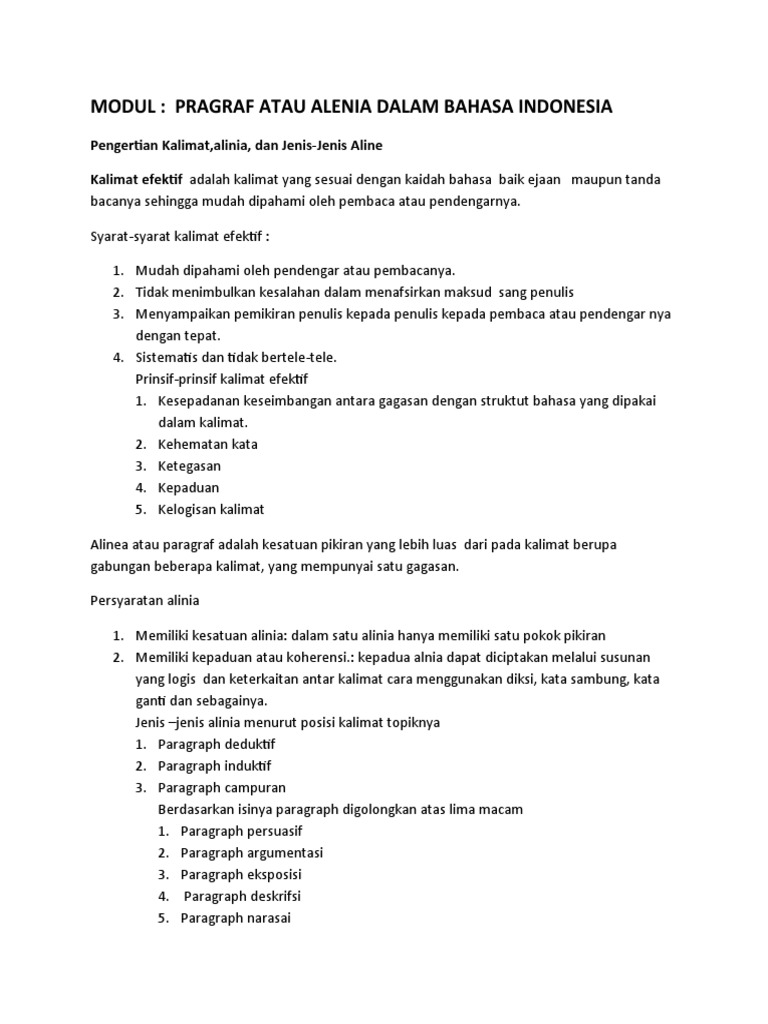 Pengertian Alinea Dan Jenis-Jenis Alinia | PDF