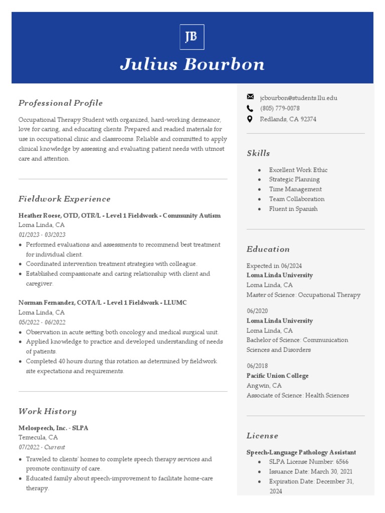 JB Resume | Download Free PDF | Occupational Therapy | Medical Specialties