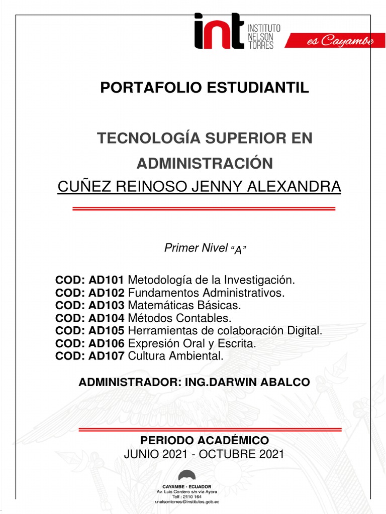 1a Cuñez Jenny Portafolio Estudiantil | PDF | Contaminación | Entorno ...
