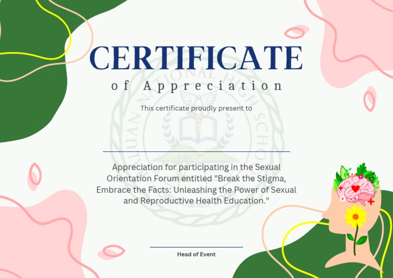 Sexual Orientation Certificate 1 Pdf