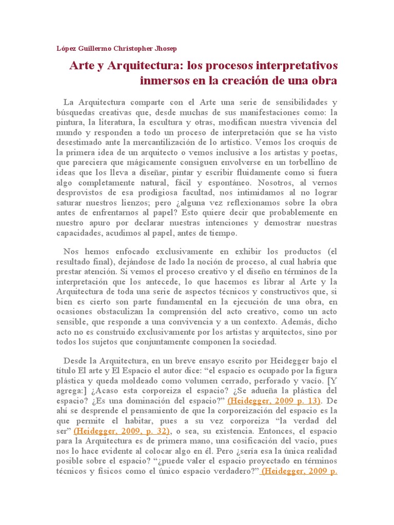 La Arquitectura y El Arte - Articulo | PDF | Hermenéutica | Verdad