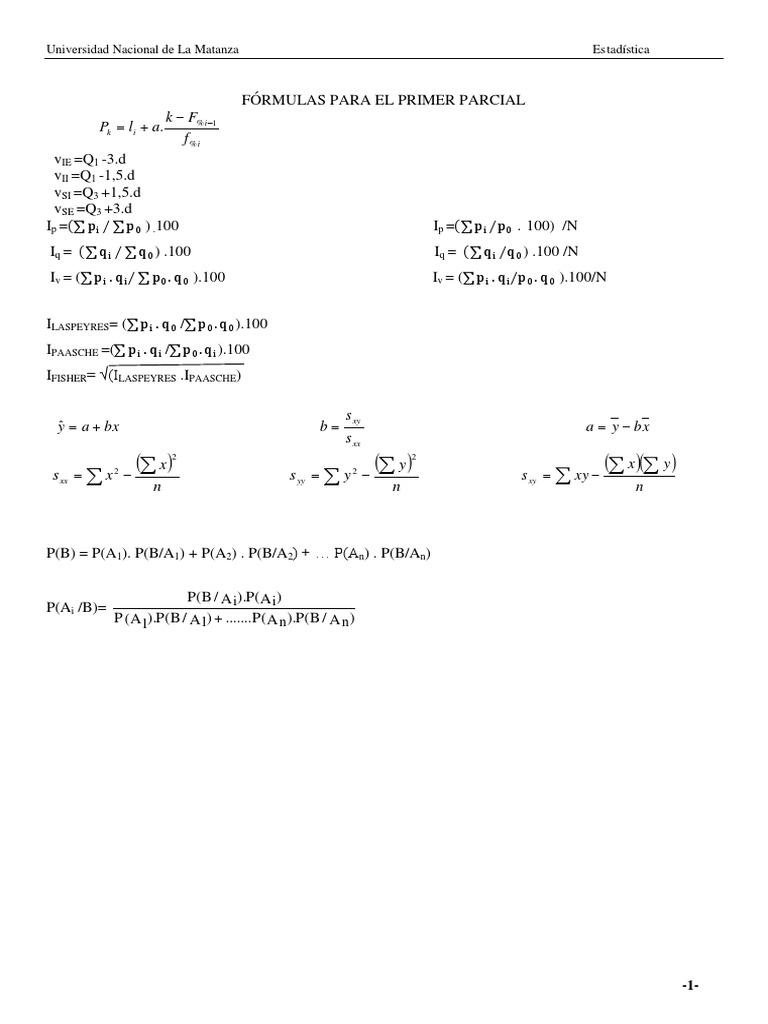 Formulas para El Primer y El Segundo Parcial - 7 | PDF