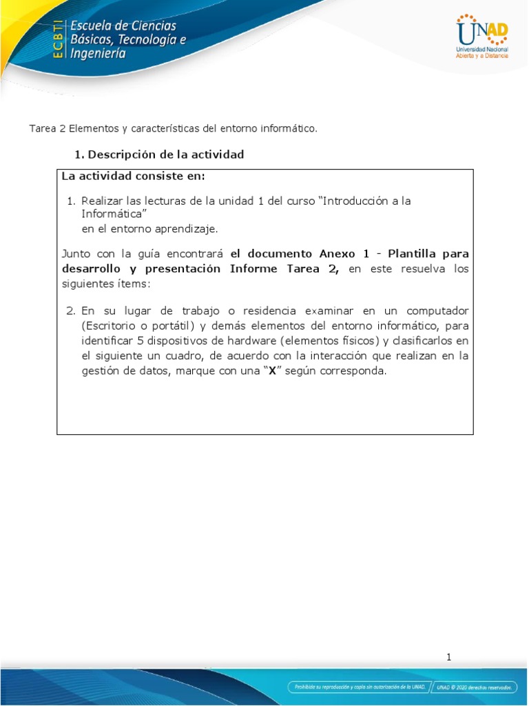 Unidad 1 - Tarea 2 - Elementos y Características Del Entorno ...