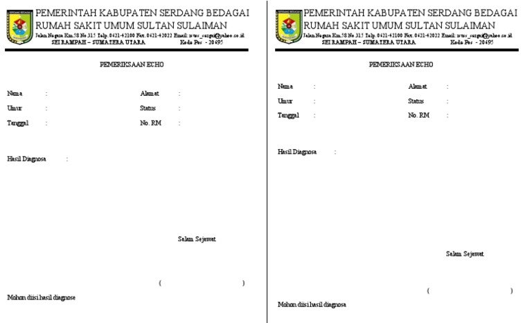 Formulir Pemeriksaan Echo Medis | PDF