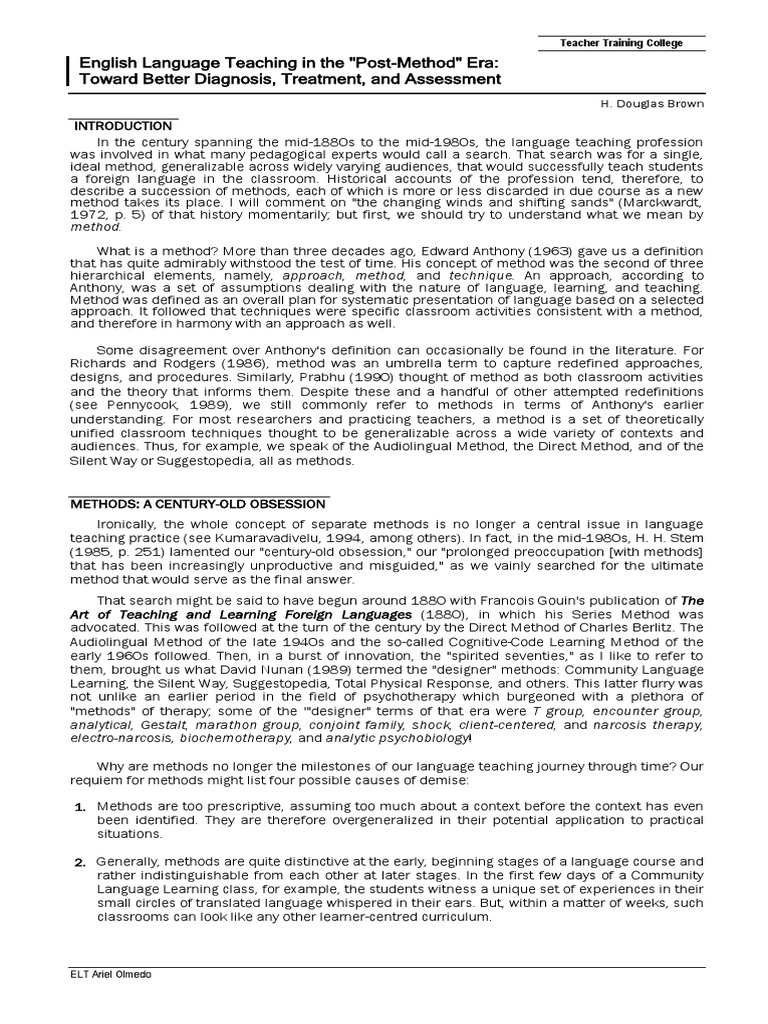 Post Method Era Brown Art | PDF | Pedagogy | Language Education