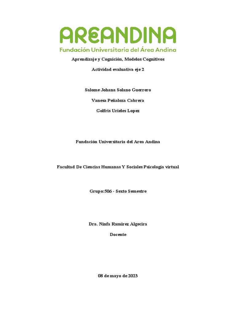 Aprendizaje Y Cognicion Eje 2 Pdf Atención Memoria