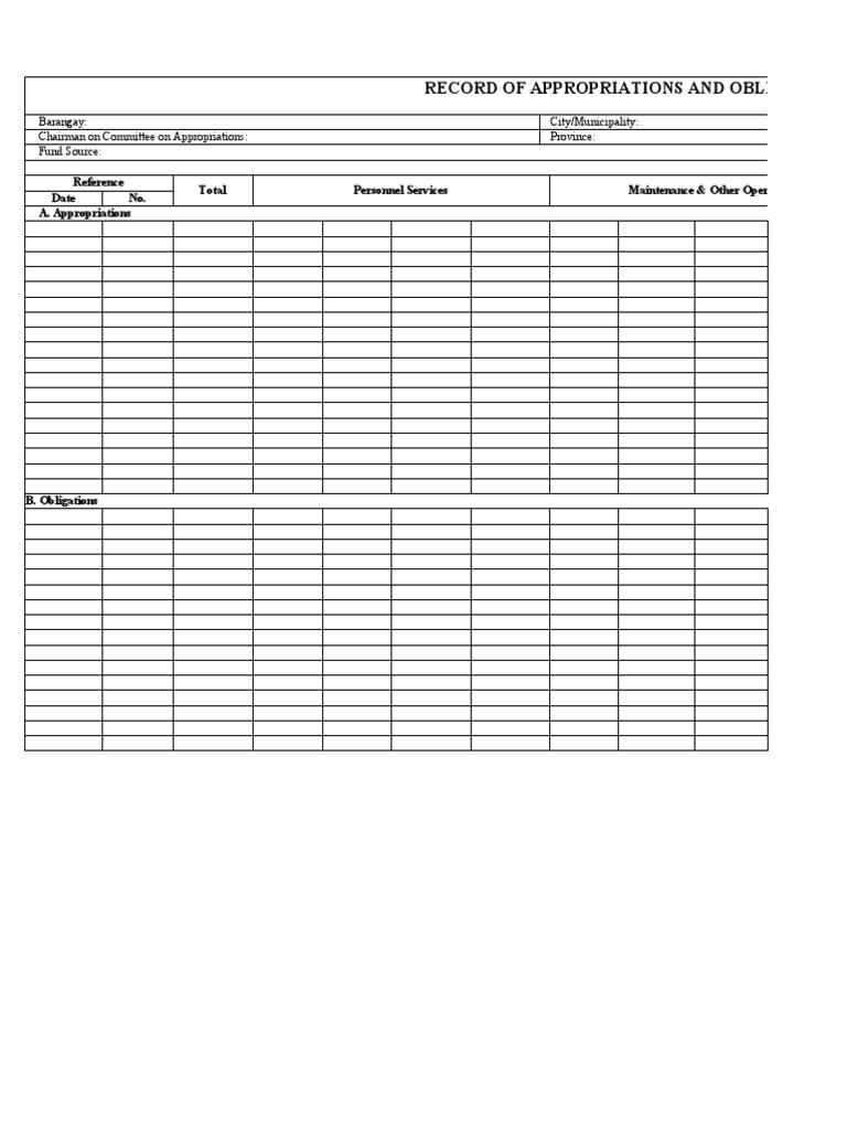 Appropriations and Obligations Record | PDF | Business