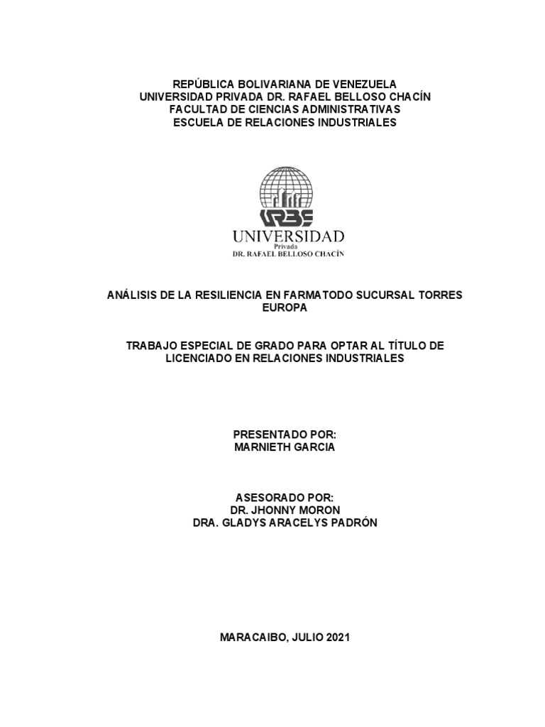 1.preliminar Tesis Urbe | PDF | Resiliencia psicológica | Validez ...