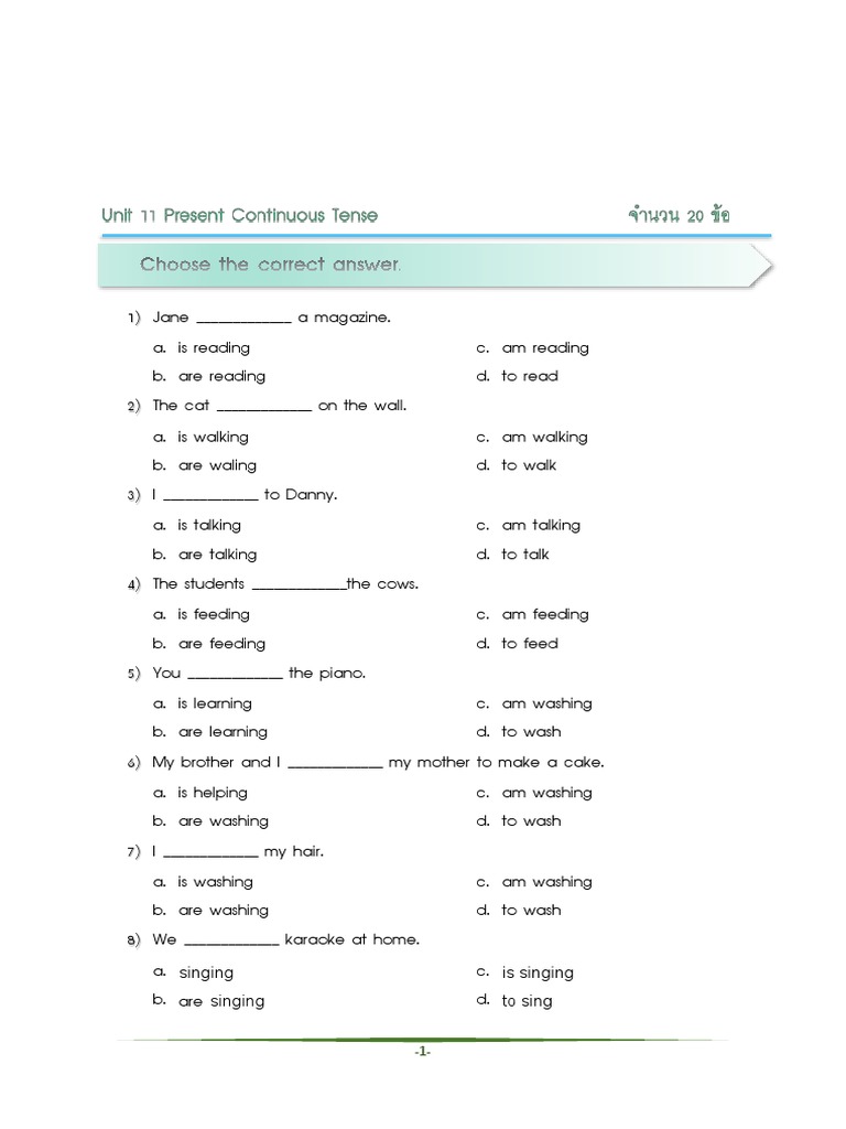 Unit 11 Present Continuous Tense | PDF