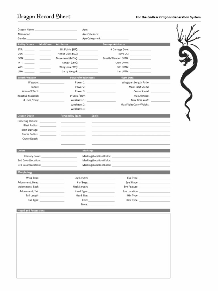 Dragon Record Sheet-Fillable | PDF