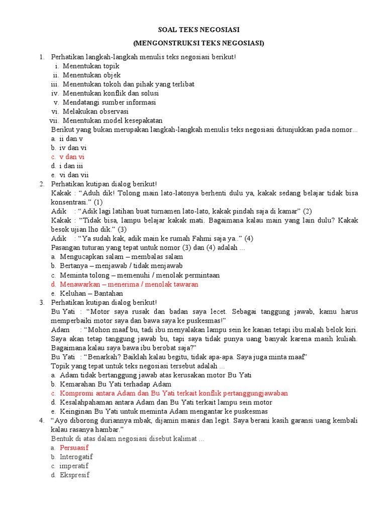 Soal PTS Mengonstruksi - Negosiasi | PDF