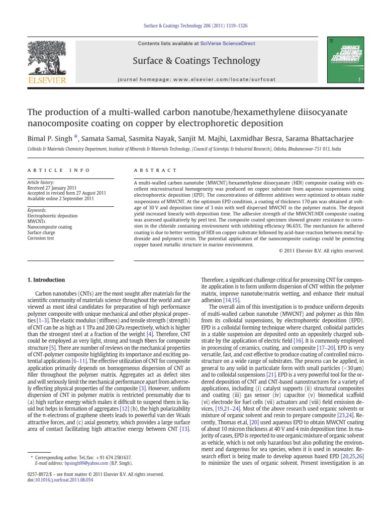 Surface & Coatings Technology | PDF | Carbon Nanotube | Nanocomposite
