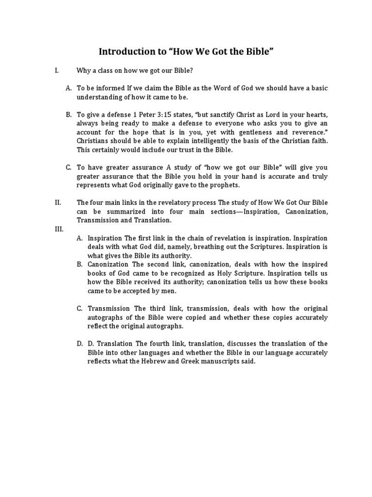 Introduction To The Bible | PDF | Biblical Inerrancy | Bible