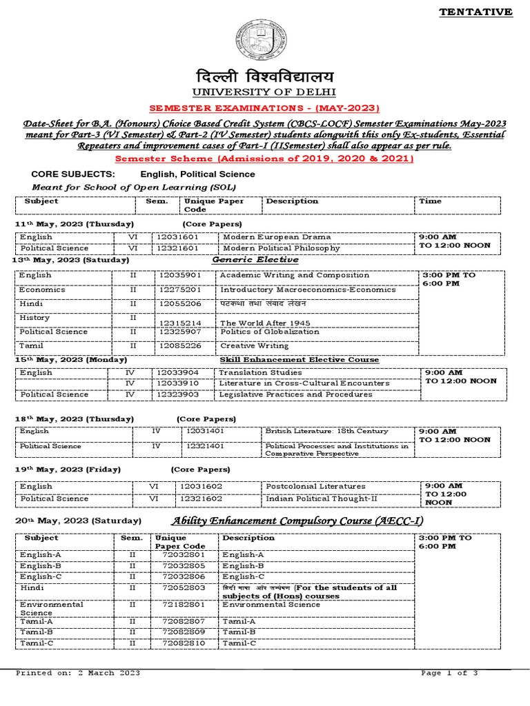 Ba (H) 2022-Sem.-Ii-Iv - Vi (CBCS) - Sol-03-03-3023 | PDF | Course ...
