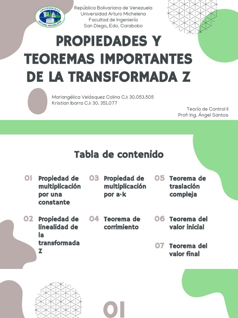 Propiedades y Teoremas Importantes de La Transformada Z | PDF ...