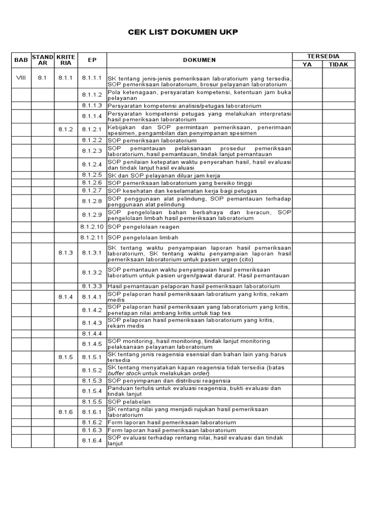 Cek List Akreditasi | PDF