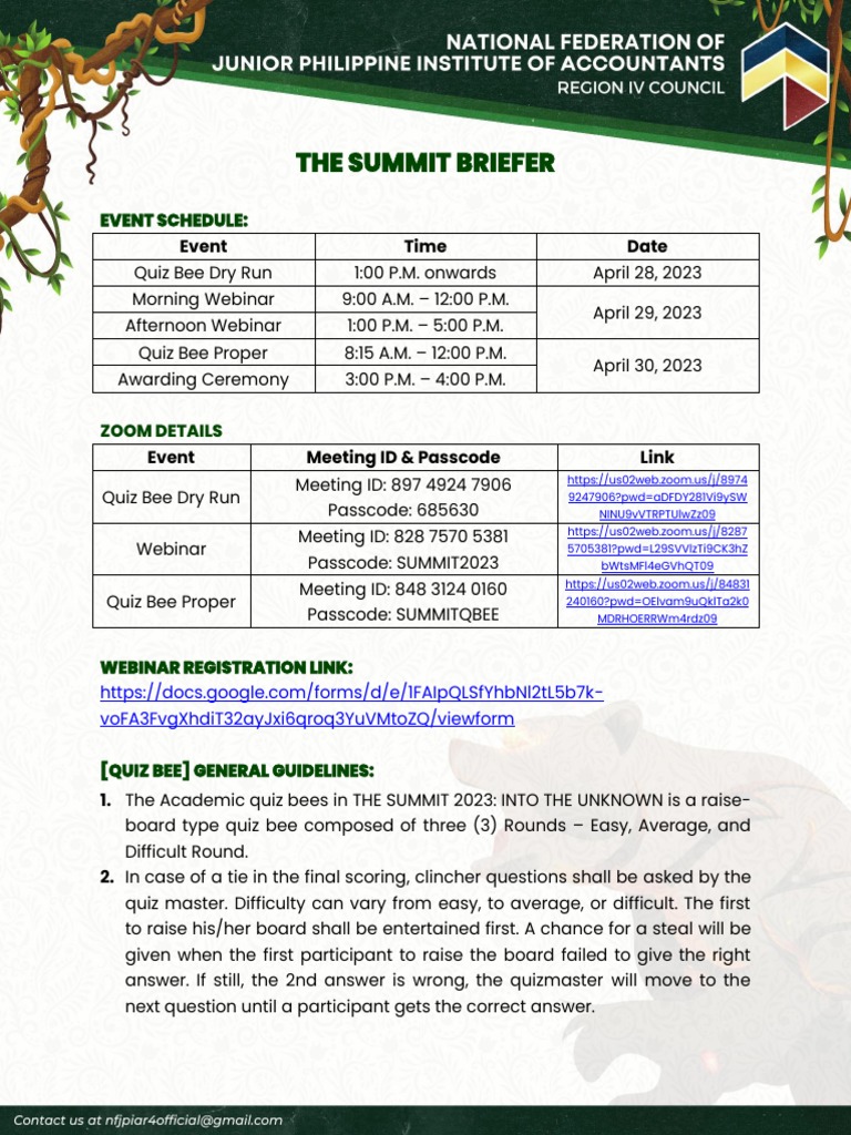 The Summit Briefer: Event Schedule | PDF
