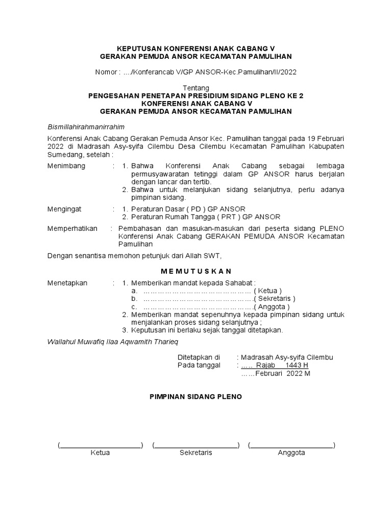 Konsideran Konferancab | PDF