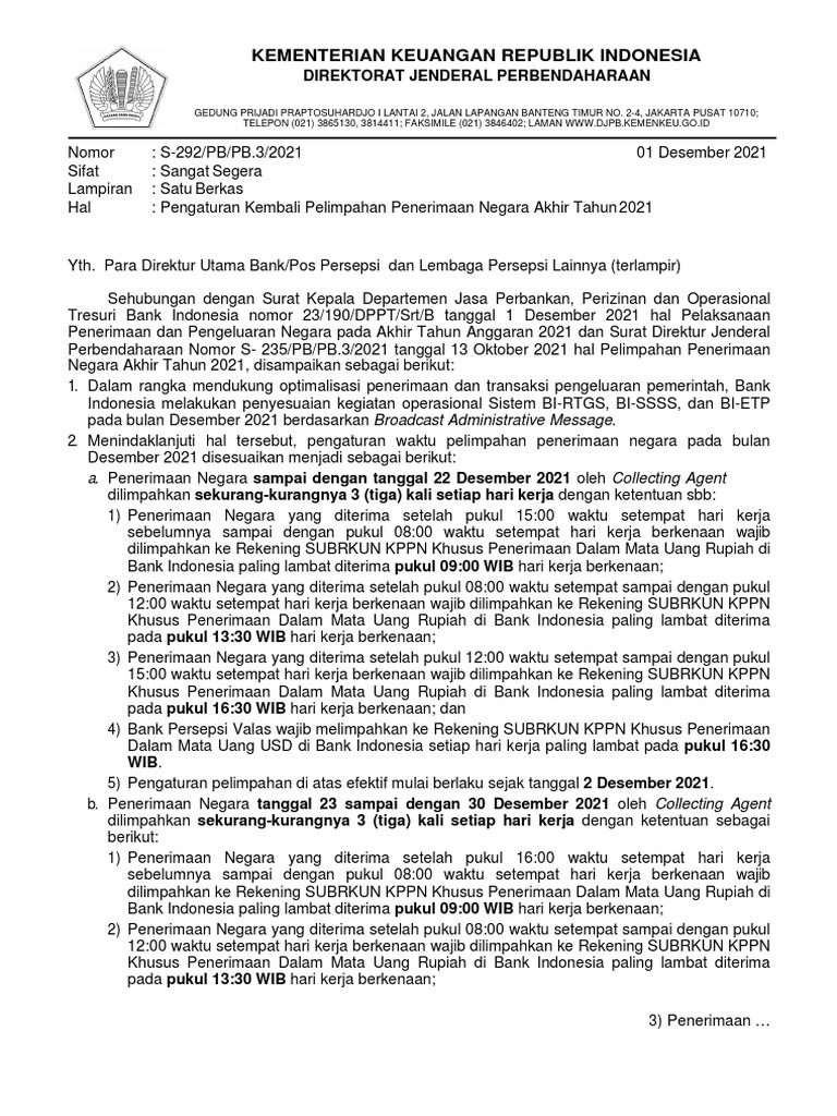 S-292 PB PB.3 Pengaturan Kembali Pelimpahan Penerimaan Negara Akhir ...