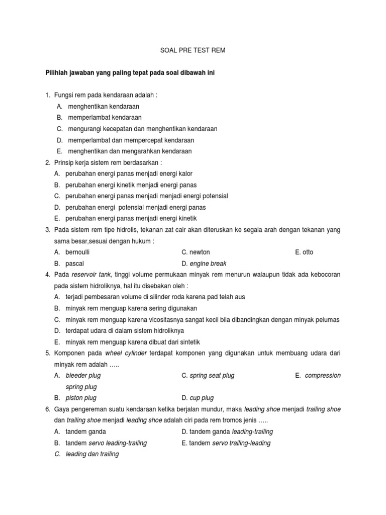 Soal Pre Test Rem | PDF