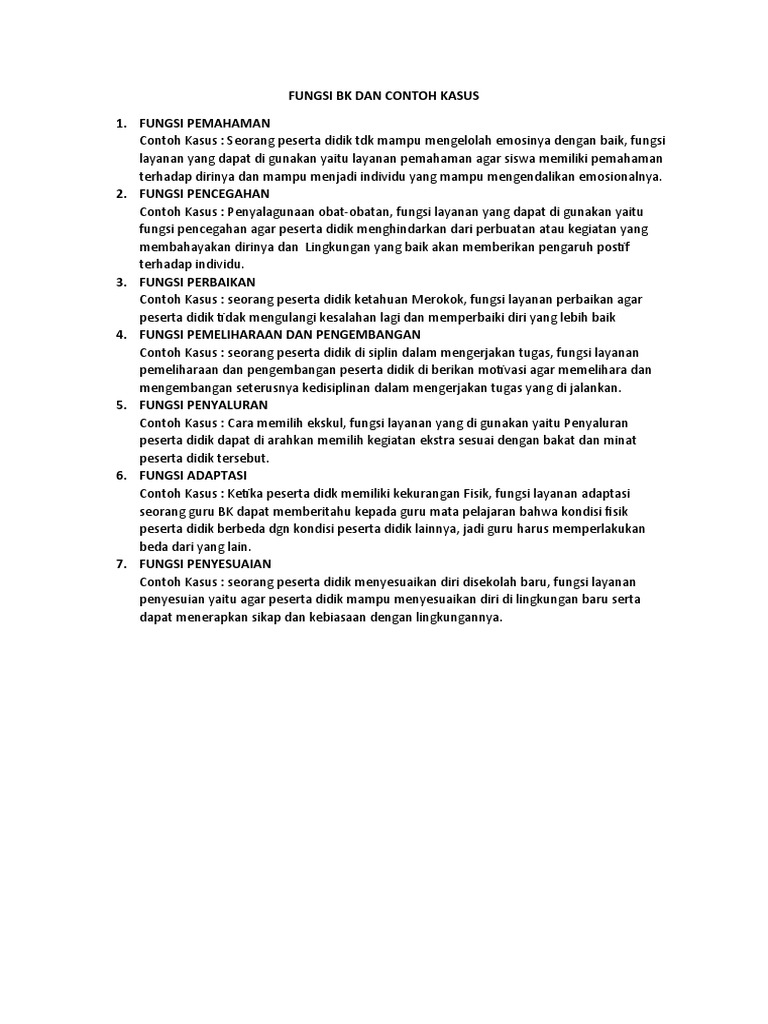 Fungsi BK Dan Contoh Kasus | PDF