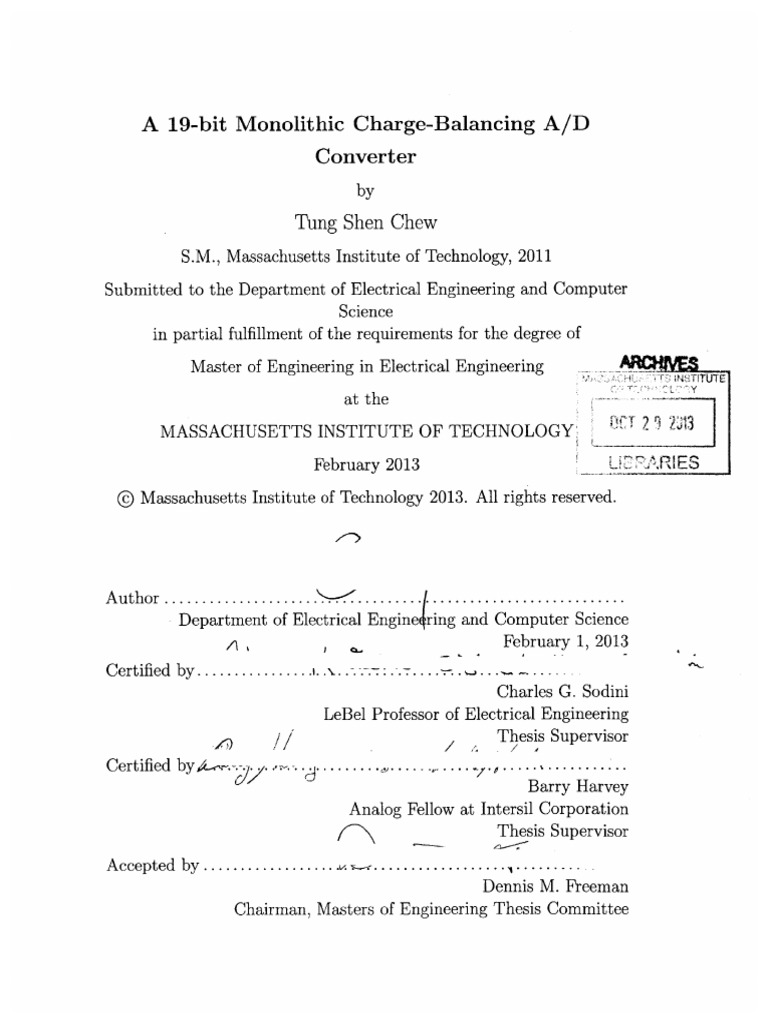 ADC Charge Balance 19 Bit 868678609 MIT | PDF | Analog To Digital ...